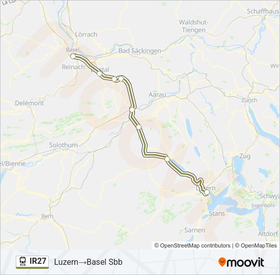 IR27 Route: Schedules, Stops & Maps - Luzern‎→Basel Sbb (Updated)
