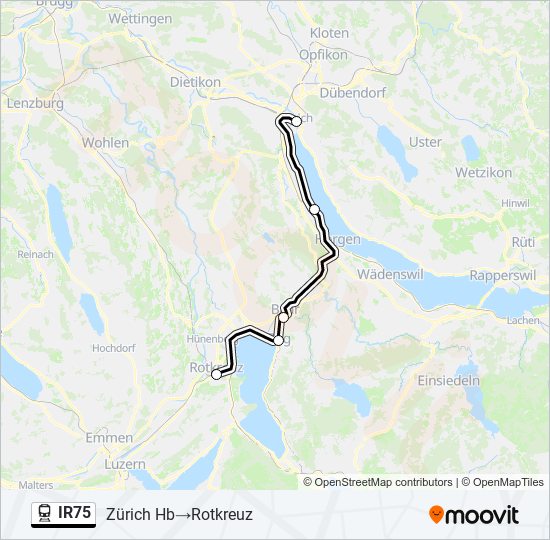 ir75 Route: Schedules, Stops & Maps - Zürich Hb‎→Rotkreuz (Updated)