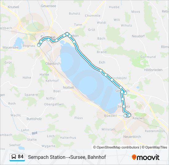 84 Route: Schedules, Stops & Maps - Sempach Station‎→Sursee, Bahnhof ...