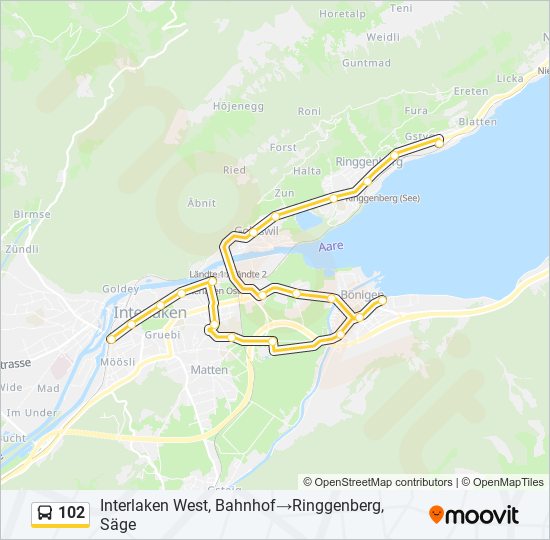 102 Route: Schedules, Stops & Maps - Interlaken West, Bahnhof‎→ ...