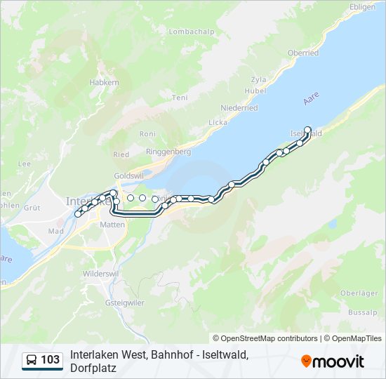 103 Route: Schedules, Stops & Maps - Iseltwald, Dorfplatz‎→Interlaken ...