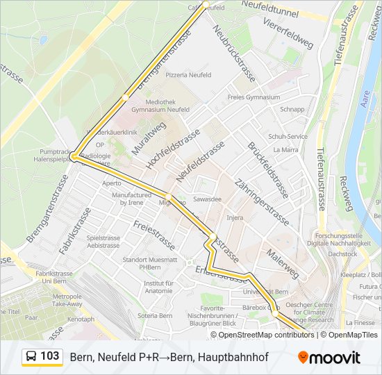 103 Route: Schedules, Stops & Maps - Bern, Neufeld P+R‎→Bern ...