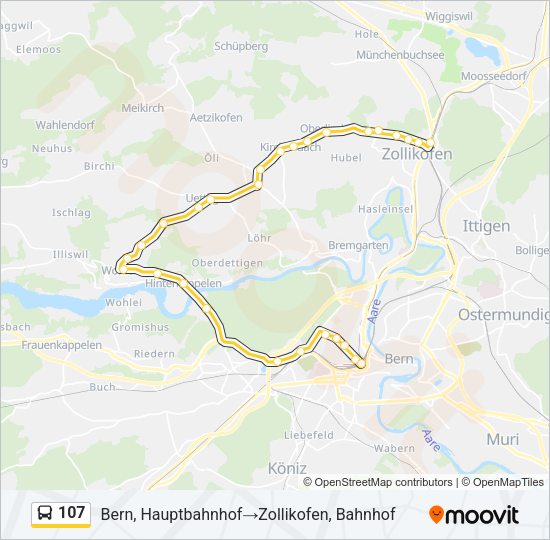 107 Route: Schedules, Stops & Maps - Bern, Hauptbahnhof‎→Zollikofen ...
