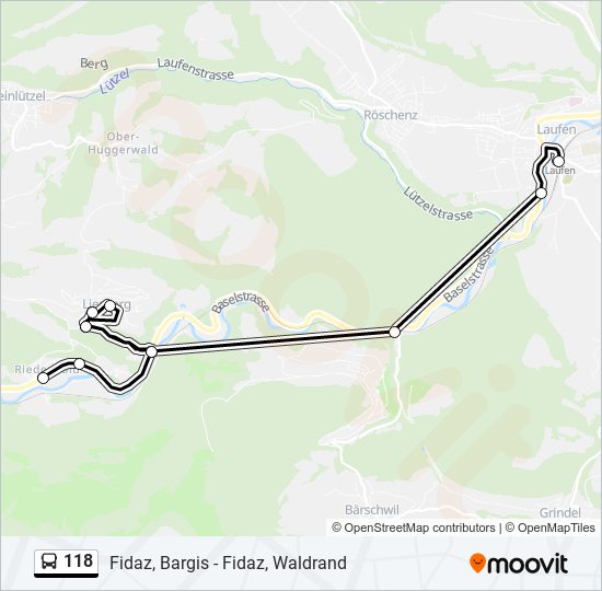 118 Route: Schedules, Stops & Maps - Liesberg, Riederwald‎→Laufen ...