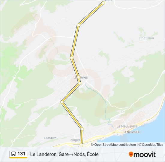 131 Itinéraire: Horaires, Arrêts & Plan - Le Landeron, Gare‎→Nods ...