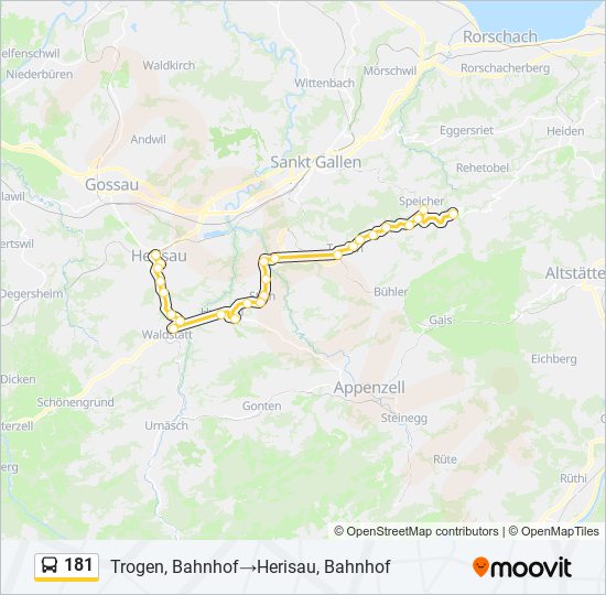 181 Route: Schedules, Stops & Maps - Trogen, Bahnhof‎→Herisau, Bahnhof ...