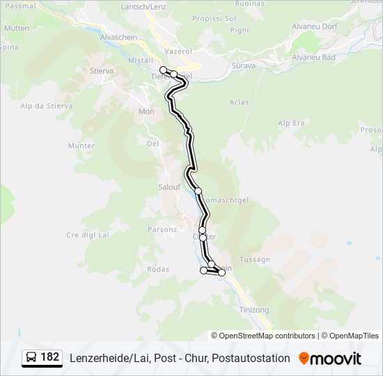 182 Route: Schedules, Stops & Maps - Tiefencastel, Staziun‎→Savognin ...