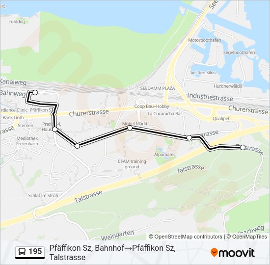 195 Itinéraire: Horaires, Arrêts & Plan - Pfäffikon Sz, Bahnhof‎→ ...