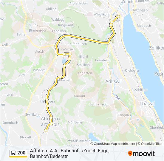 200 Route: Schedules, Stops & Maps - Affoltern A.A., Bahnhof‎→Zürich ...