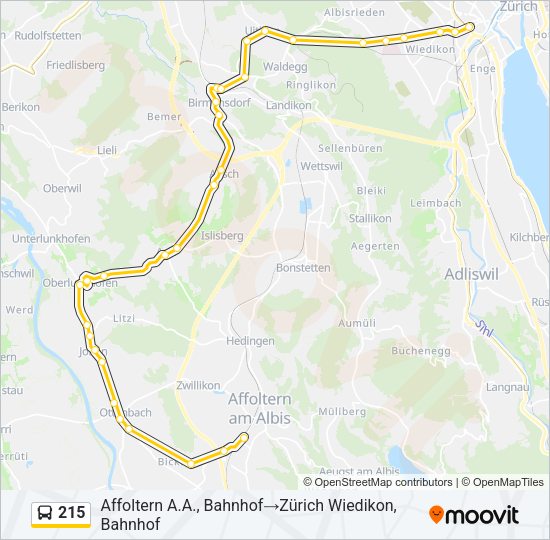 215 Route: Fahrpläne, Haltestellen & Karten - Affoltern A.A., Bahnhof‎→ ...