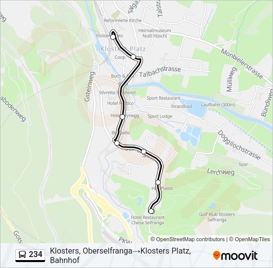 234 Route: Schedules, Stops & Maps - Klosters, Oberselfranga‎→Klosters ...