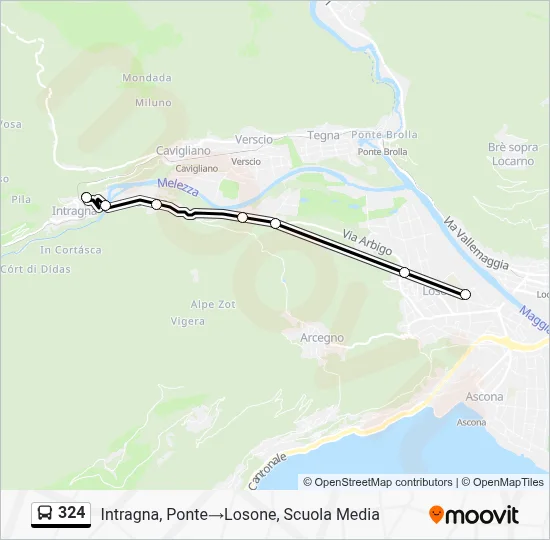 324 Route: Fahrpläne, Haltestellen & Karten - Intragna, Ponte‎→Losone ...