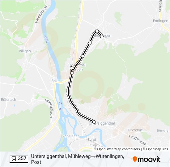 357 Itinéraire: Horaires, Arrêts & Plan - Untersiggenthal, Mühleweg‎→ ...