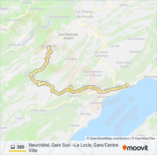 380 Route: Schedules, Stops & Maps - Neuchâtel, Gare Sud‎→Le Locle ...