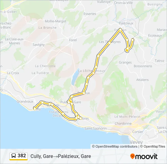 382 Route: Fahrpläne, Haltestellen & Karten - Cully, Gare‎→Palézieux ...
