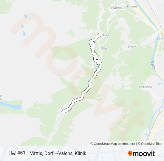 451 Route: Schedules, Stops & Maps - Vättis, Dorf‎→Valens, Klinik (Updated)