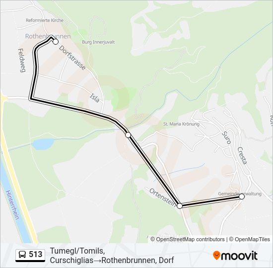 513 Route: Schedules, Stops & Maps - Tumegl/Tomils, Curschiglias‎→ ...