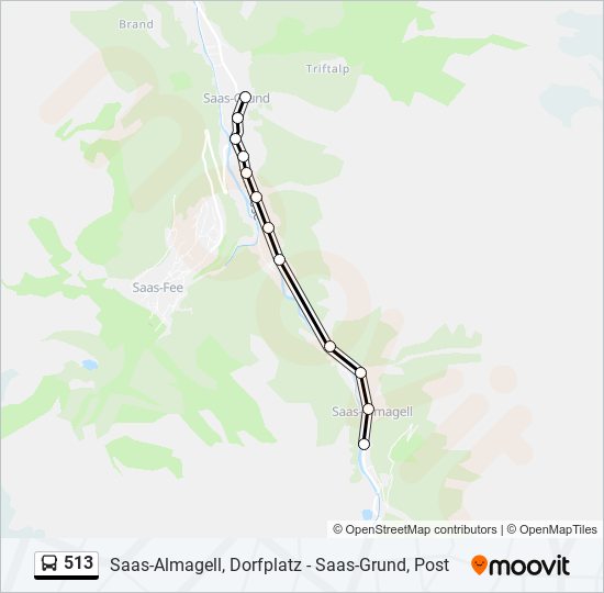 513 Route: Schedules, Stops & Maps - Saas-Grund, Parkplatz Bergbahn‎→ ...