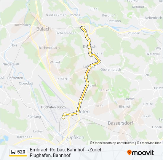 520 Route: Fahrpläne, Haltestellen & Karten - Embrach-Rorbas, Bahnhof‎→ ...