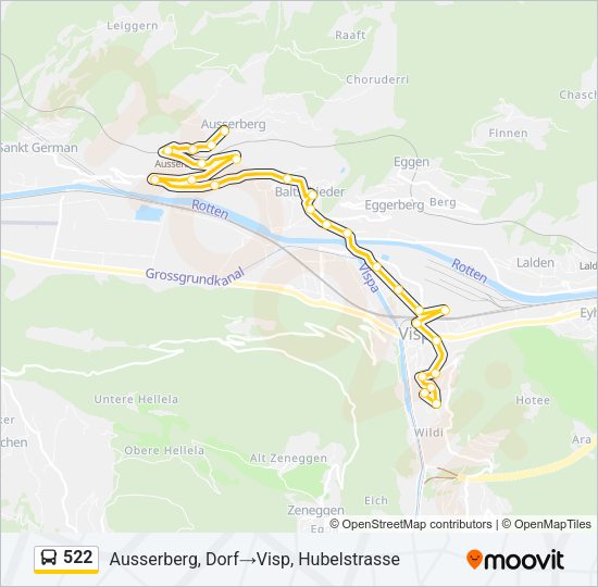 522 Route: Schedules, Stops & Maps - Ausserberg, Dorf‎→Visp ...
