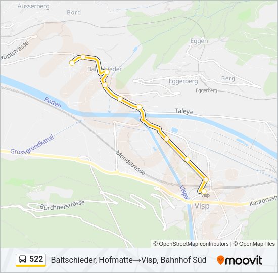 522 Route: Fahrpläne, Haltestellen & Karten - Baltschieder, Hofmatte‎→ ...