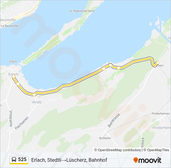 525 Route: Schedules, Stops & Maps - Erlach, Stedtli‎→Lüscherz, Bahnhof ...
