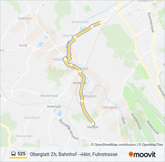 525 Route: Schedules, Stops & Maps - Oberglatt Zh, Bahnhof‎→Höri, Fuhrstrasse (Updated)