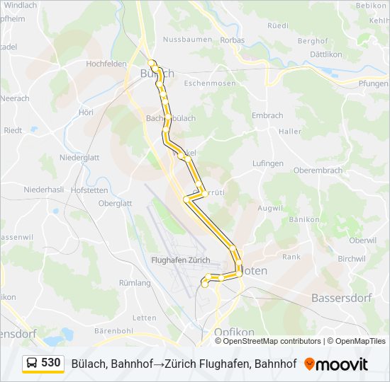 530 Route: Fahrpläne, Haltestellen & Karten - Bülach, Bahnhof‎→Zürich ...