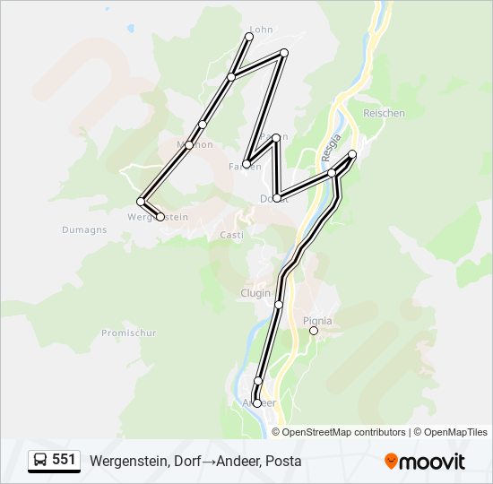 551 Route: Schedules, Stops & Maps - Wergenstein, Dorf‎→Andeer, Posta ...