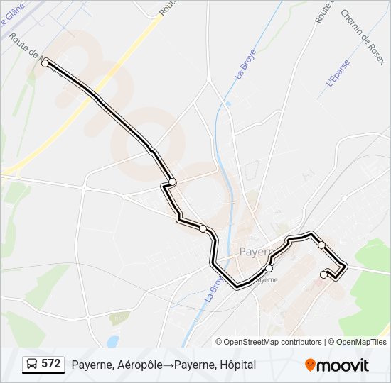 572 Itinéraire: Horaires, Arrêts & Plan - Payerne, Aéropôle‎→Payerne ...