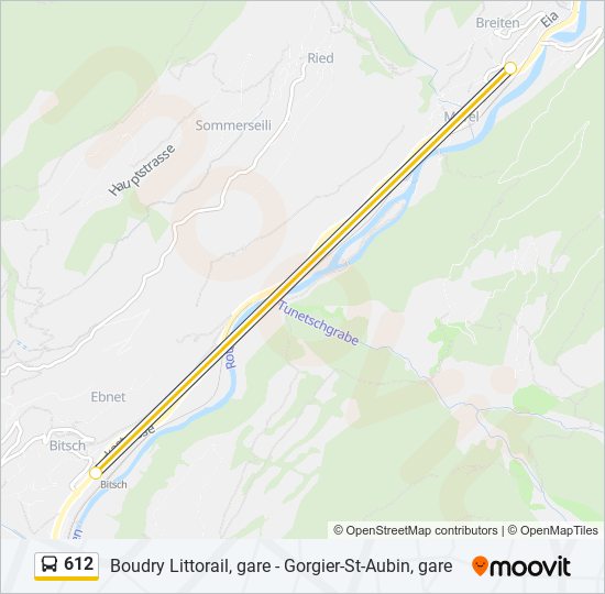 612 Route: Schedules, Stops & Maps - Mörel, Schulhaus‎→Bitsch, Bahnhof ...