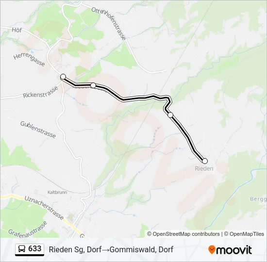 633 Route: Schedules, Stops & Maps - Rieden Sg, Dorf‎→Gommiswald, Dorf ...