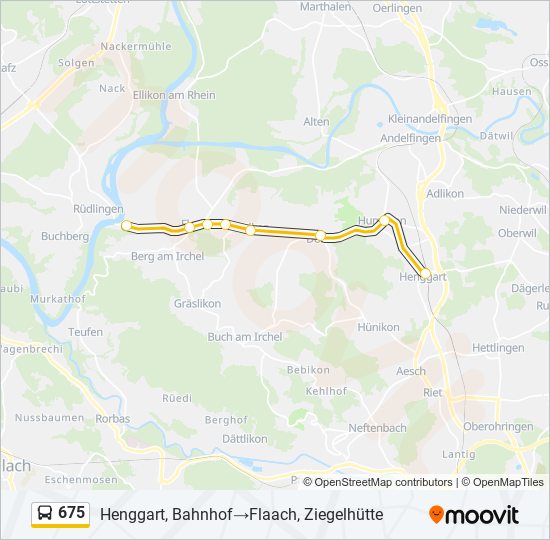 675 Route: Schedules, Stops & Maps - Henggart, Bahnhof‎→Flaach ...