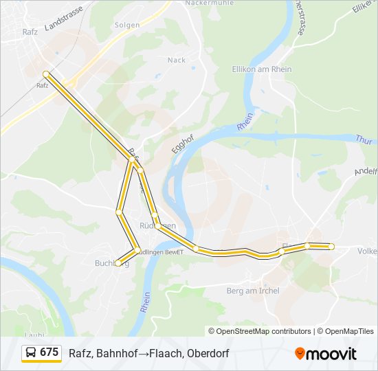 675 Route: Schedules, Stops & Maps - Rafz, Bahnhof‎→Flaach, Oberdorf ...