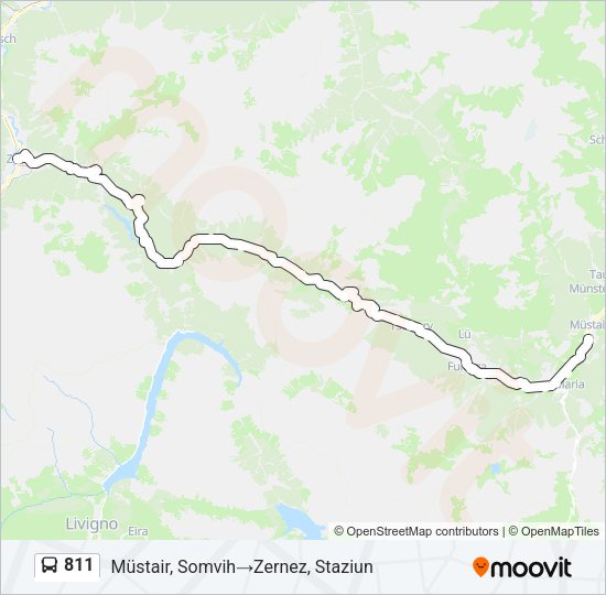811 Itinéraire: Horaires, Arrêts & Plan - Müstair, Somvih‎→Zernez ...