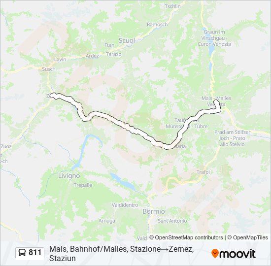 811 Route: Schedules, Stops & Maps - Mals, Bahnhof/Malles, Stazione‎→ ...