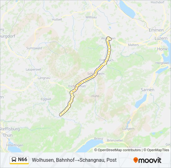 n66 Route: Schedules, Stops & Maps - Wolhusen, Bahnhof‎→Schangnau, Post ...
