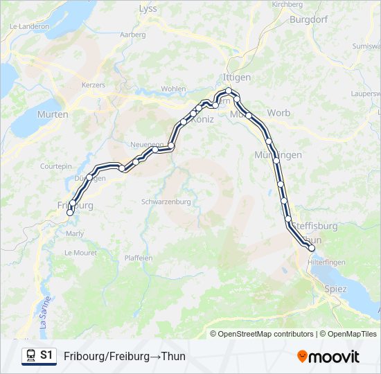 s1 Route: Fahrpläne, Haltestellen & Karten - Fribourg/Freiburg‎→Thun ...