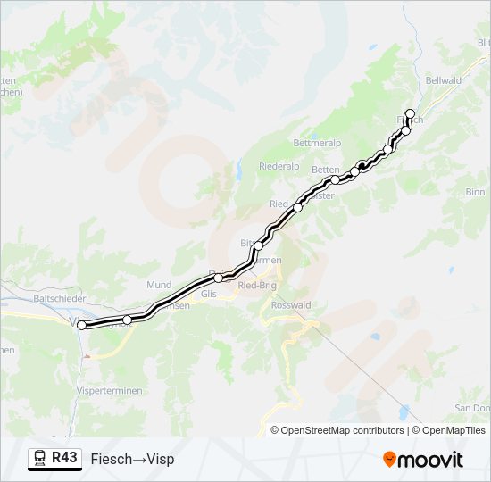 r43 Route: Fahrpläne, Haltestellen & Karten - Fiesch‎→Visp (Aktualisiert)
