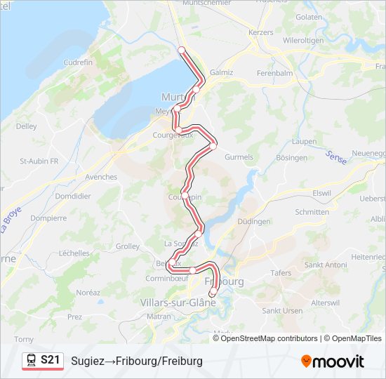 s21 Route: Schedules, Stops & Maps - Sugiez‎→Fribourg/Freiburg (Updated)