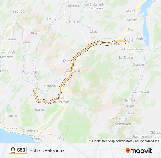 s50 Route: Schedules, Stops & Maps - Bulle‎→Palézieux (Updated)
