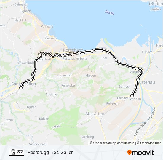 s2 Route: Schedules, Stops & Maps - Heerbrugg‎→St. Gallen (Updated)