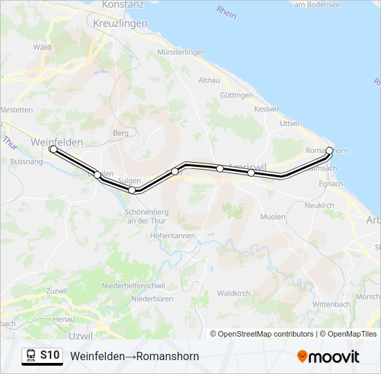 s10 Route: Schedules, Stops & Maps - Weinfelden‎→Romanshorn (Updated)