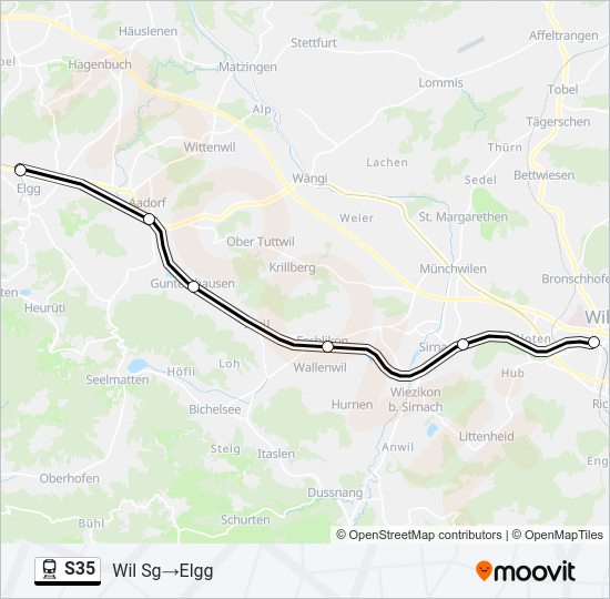 s35 Route: Schedules, Stops & Maps - Wil Sg‎→Elgg (Updated)