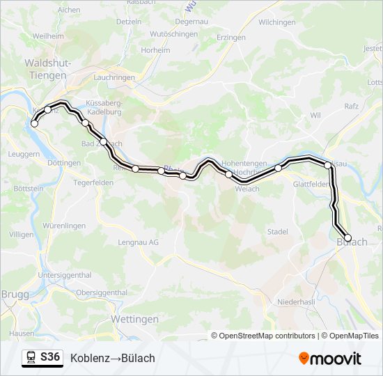 s36 Route: Schedules, Stops & Maps - Koblenz‎→Bülach (Updated)