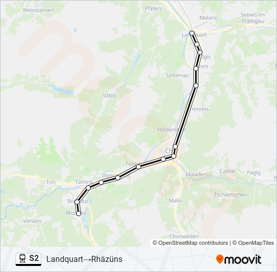 s2 Route: Schedules, Stops & Maps - Landquart‎→Rhäzüns (Updated)