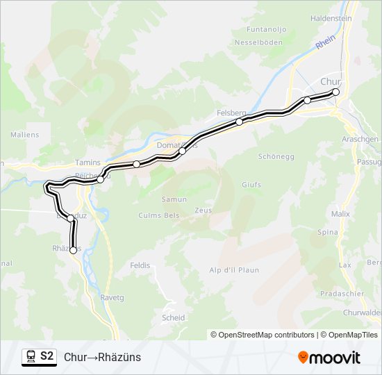 s2 Route: Schedules, Stops & Maps - Chur‎→Rhäzüns (Updated)