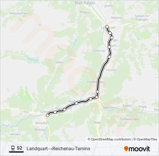 s2 Route: Schedules, Stops & Maps - Landquart‎→Reichenau-Tamins (Updated)