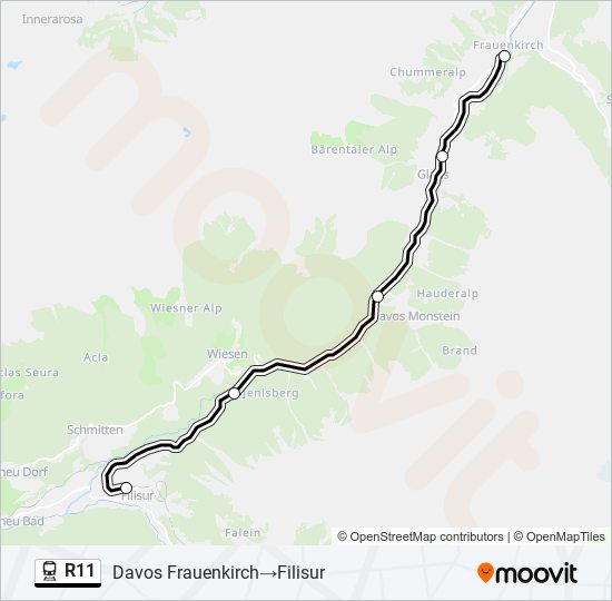 r11 Route: Schedules, Stops & Maps - Davos Frauenkirch‎→Filisur (Updated)