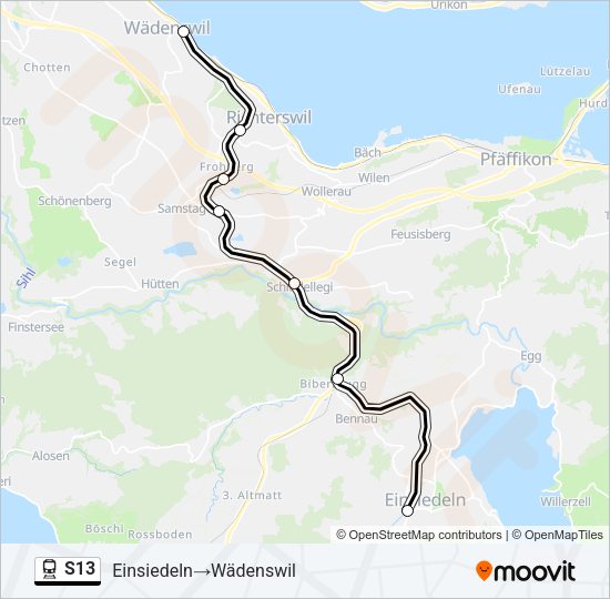 S13 Route: Fahrpläne, Haltestellen & Karten - Einsiedeln‎→Wädenswil ...